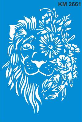 Çiçekli Aslan - Karma Stencil Boyama Şablonu Kalın Malzeme Stencil ...